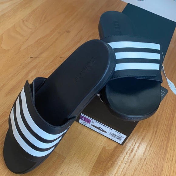 adidas | Shoes | New Adidas Adilette Black Comfort Adjustable Slides ...
